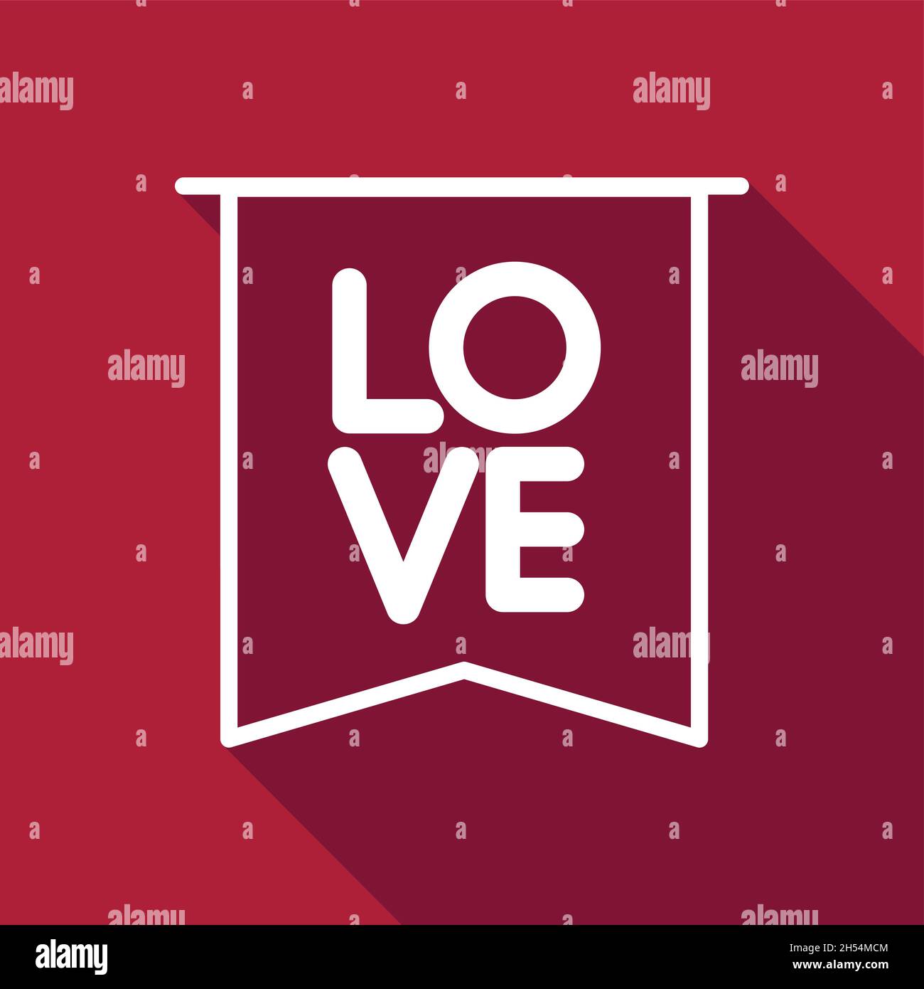 Flag with inscription Love icon. Valentines day symbol. Vector ...