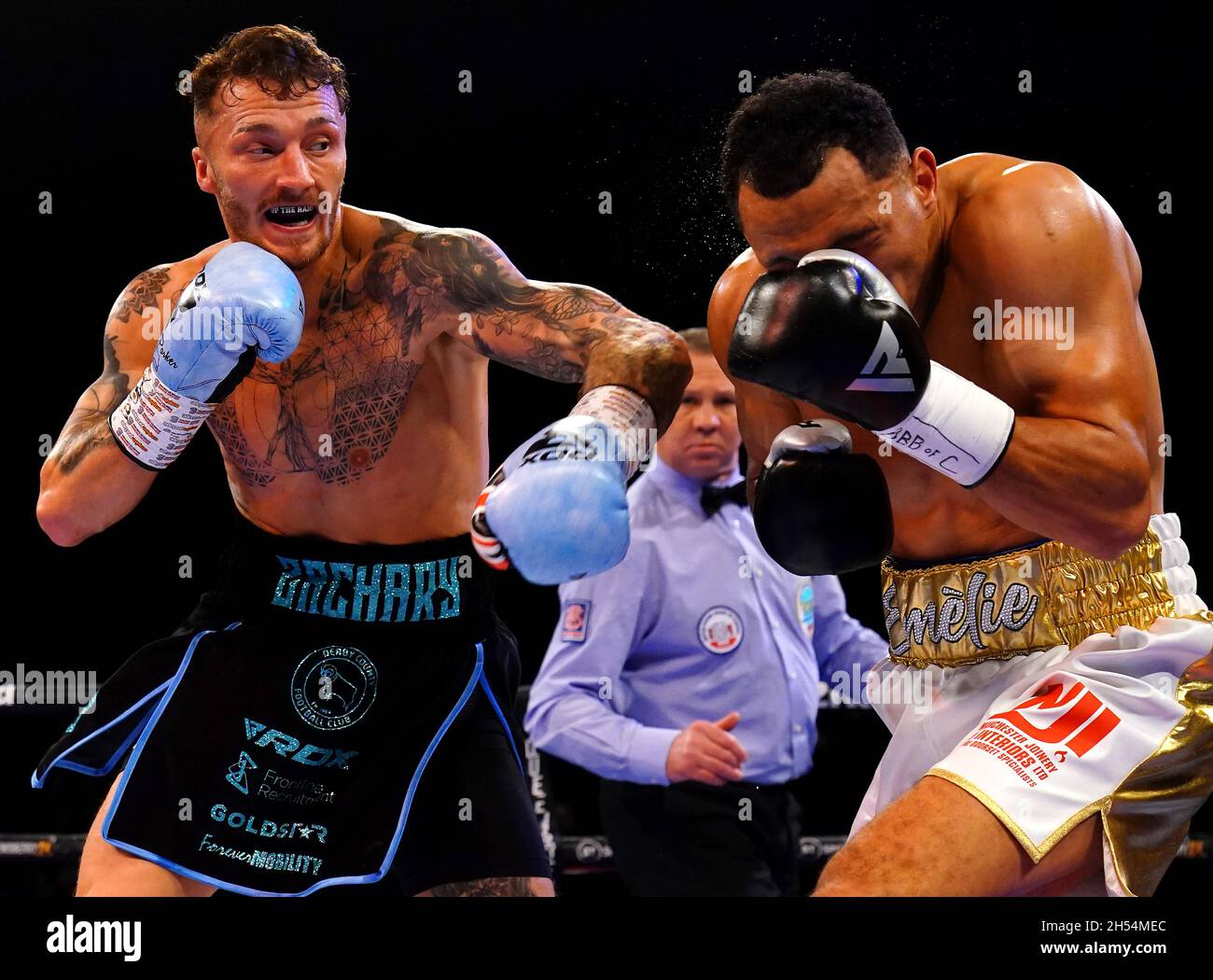 Zach Parker (left) in action against Marcus Morrison in The WBO ...