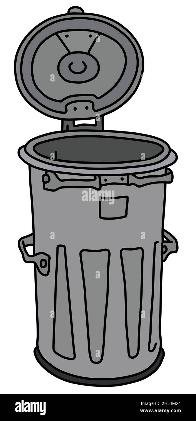 The vectorized hand drawing of a classical metal dustbin Stock Photo ...