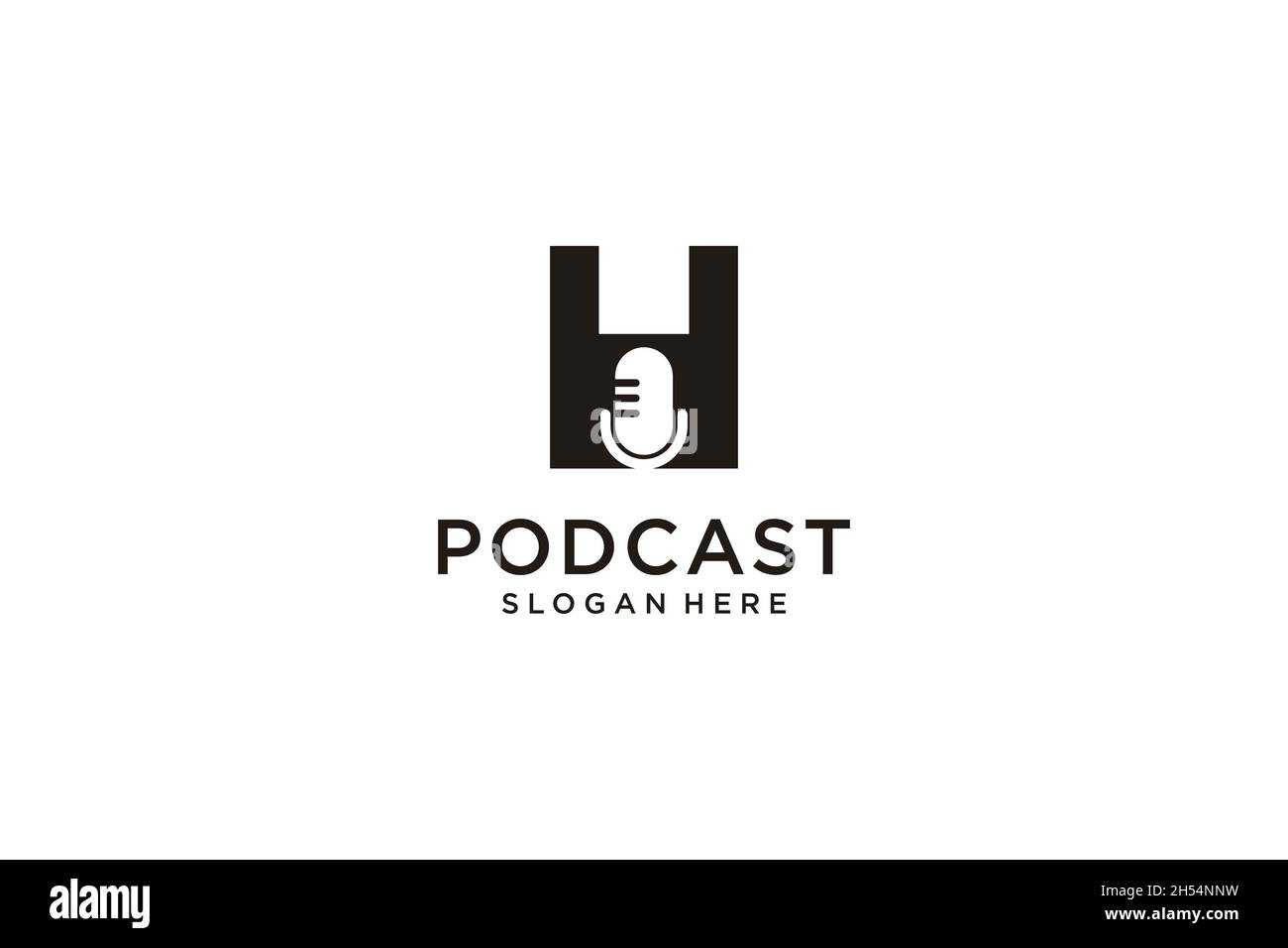 initial letter H with microphone podcast logo design template vector ...