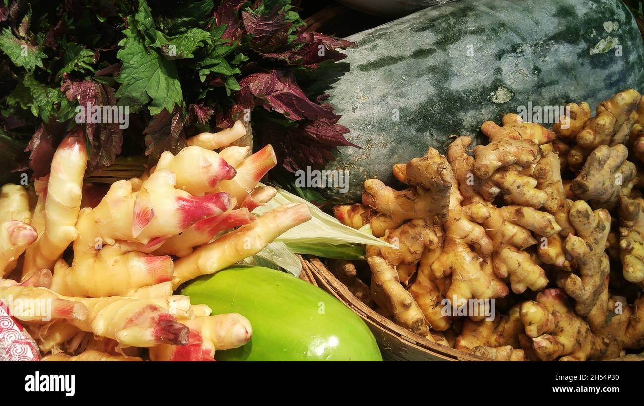 Ginger, white radish, perilla and other vegetables Stock Photo - Alamy