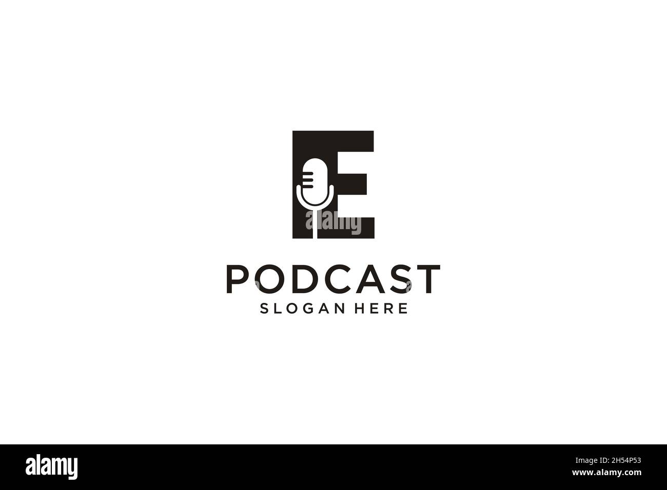 initial letter E with microphone podcast logo design template vector ...