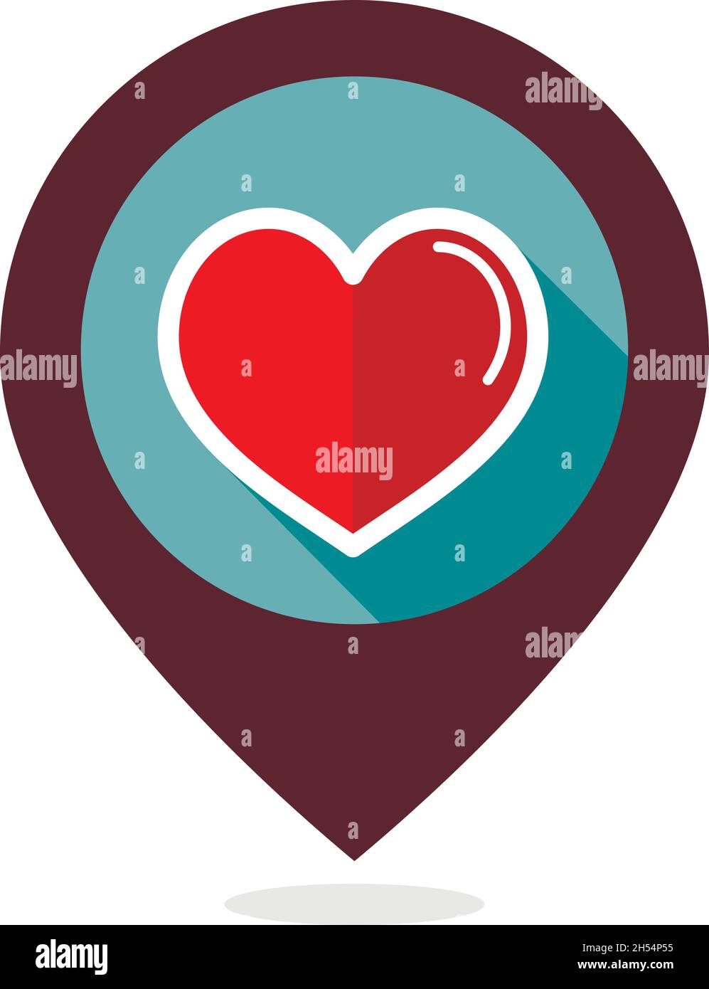 Heart pin map icon, Love symbol Valentine Day. Map pointer. Vector ...