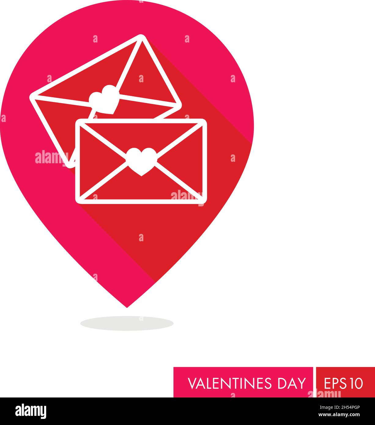 Two envelope pin map icon. Love Letter. Valentines day symbol. Map ...