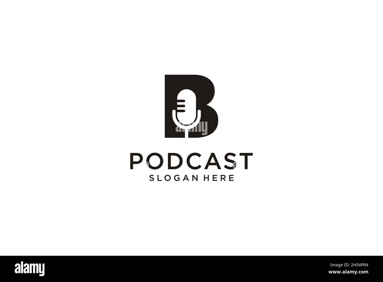 initial letter B with microphone podcast logo design template vector ...