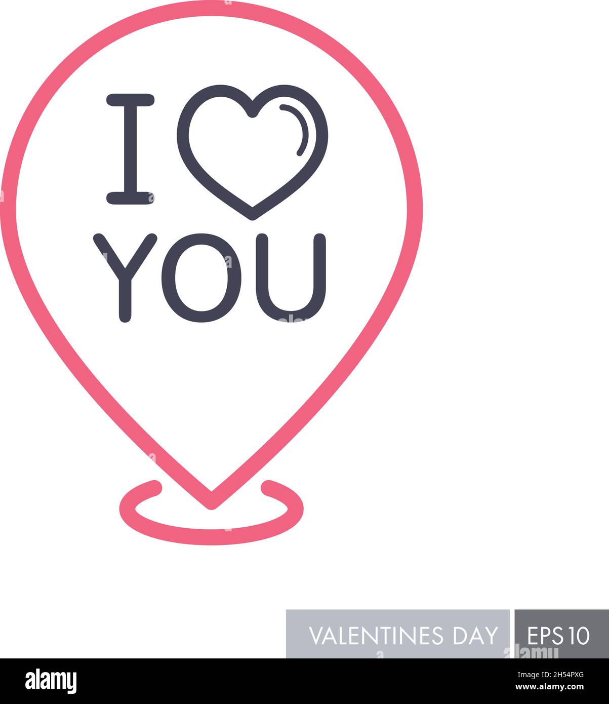Lettering I love you pin map icon. Valentines day symbol. Map pointer ...