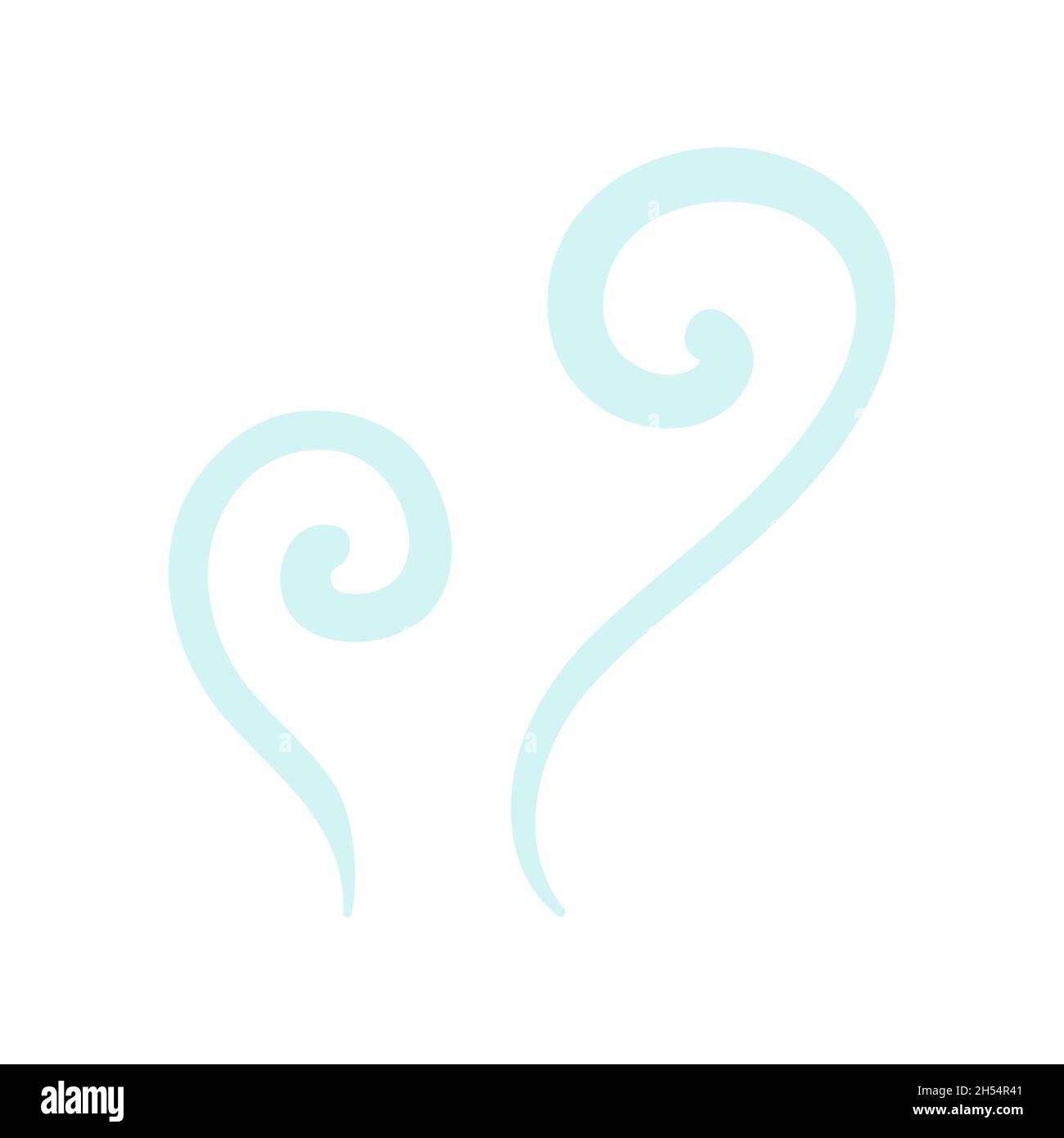 Abstract smoke element. Hand drawn, sketch style, blue color. Outline ...