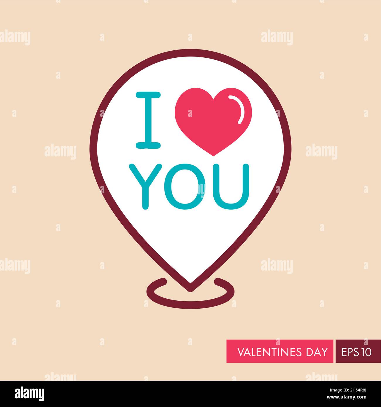 Lettering I love you pin map icon. Valentines day symbol. Map pointer ...