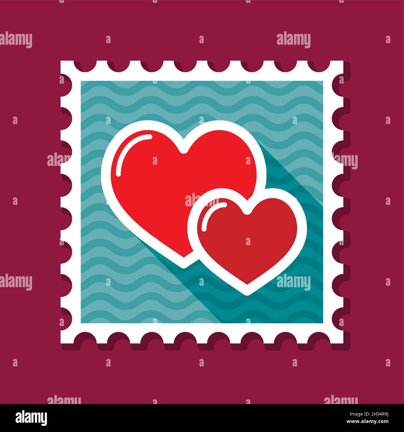 Two heart linear vector stamp. Valentine day symbol. Vector ...