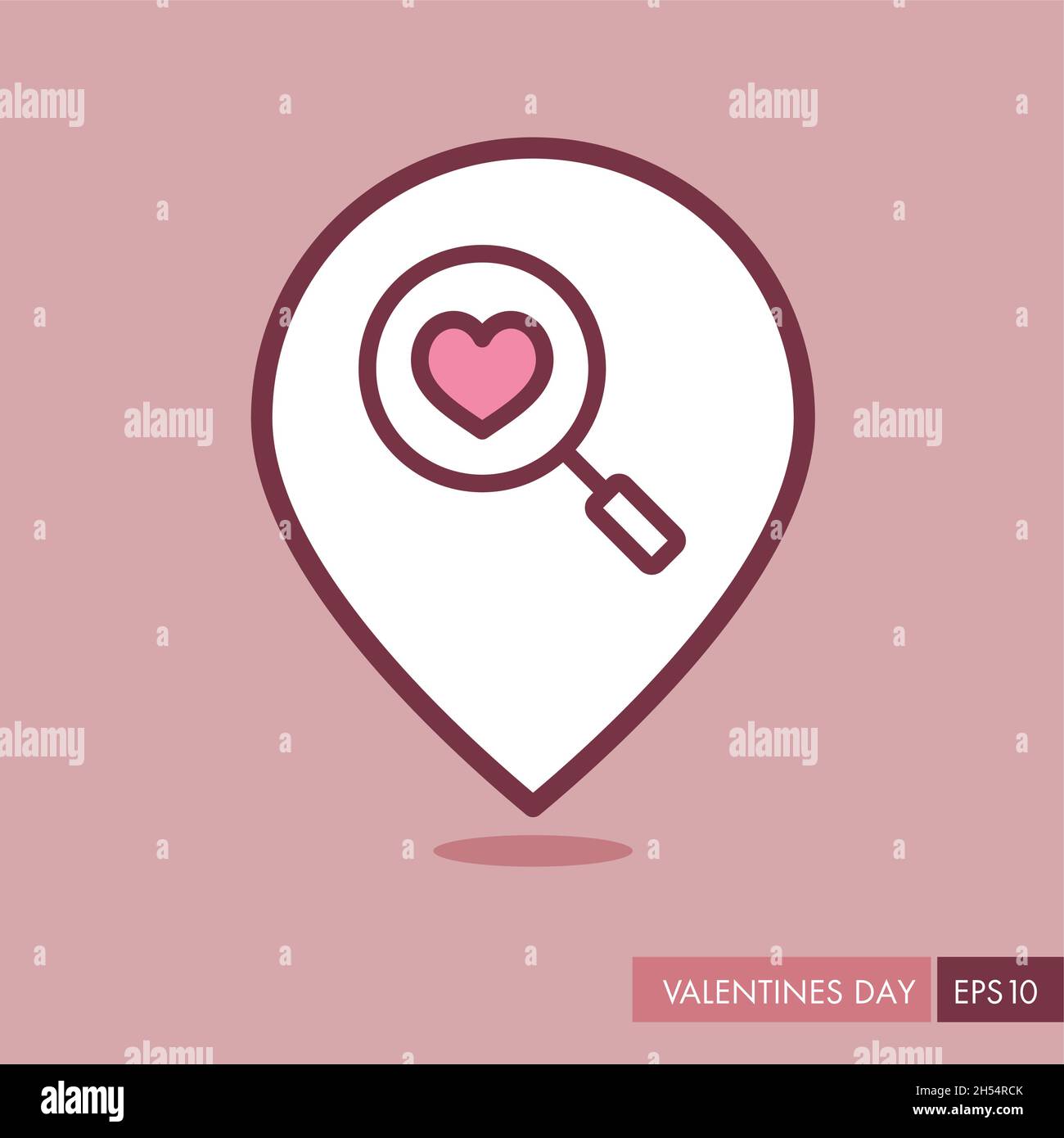 Heart search pin map icon. Valentines day symbol. Map pointer. Vector ...