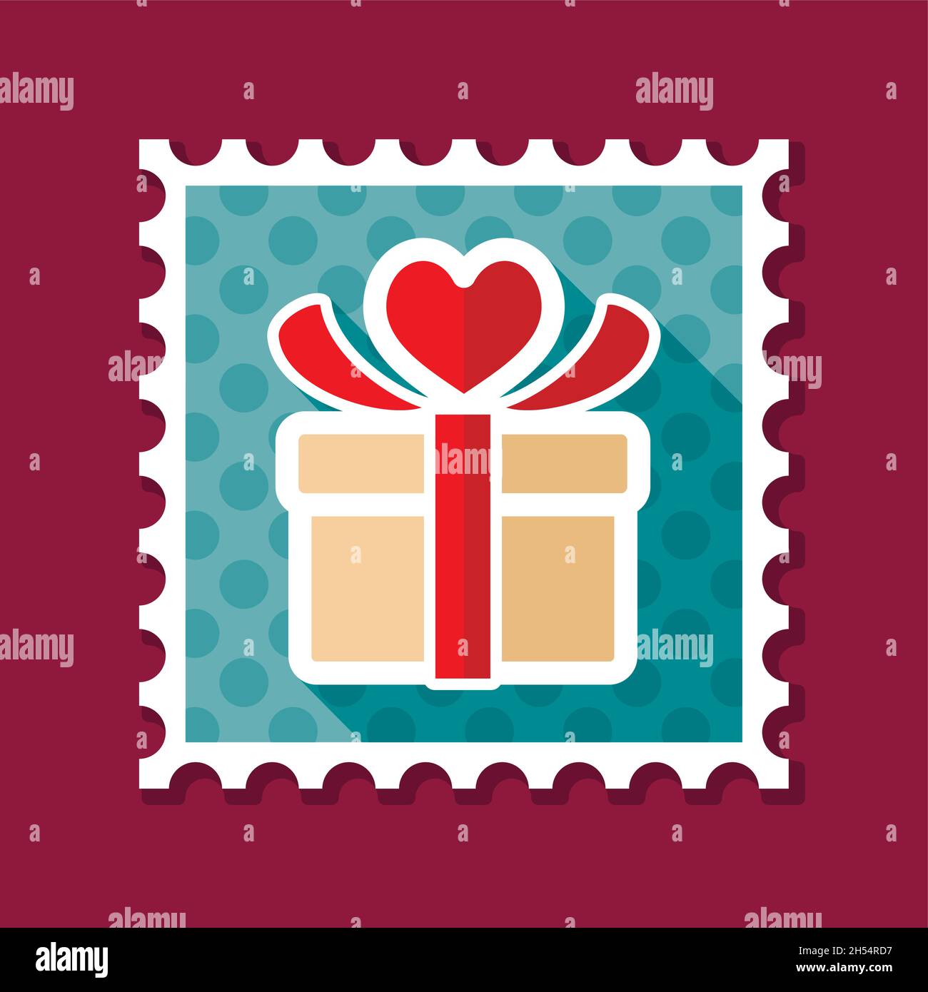 Gift box sign stamp. Present with heart love symbol. Valentines day ...