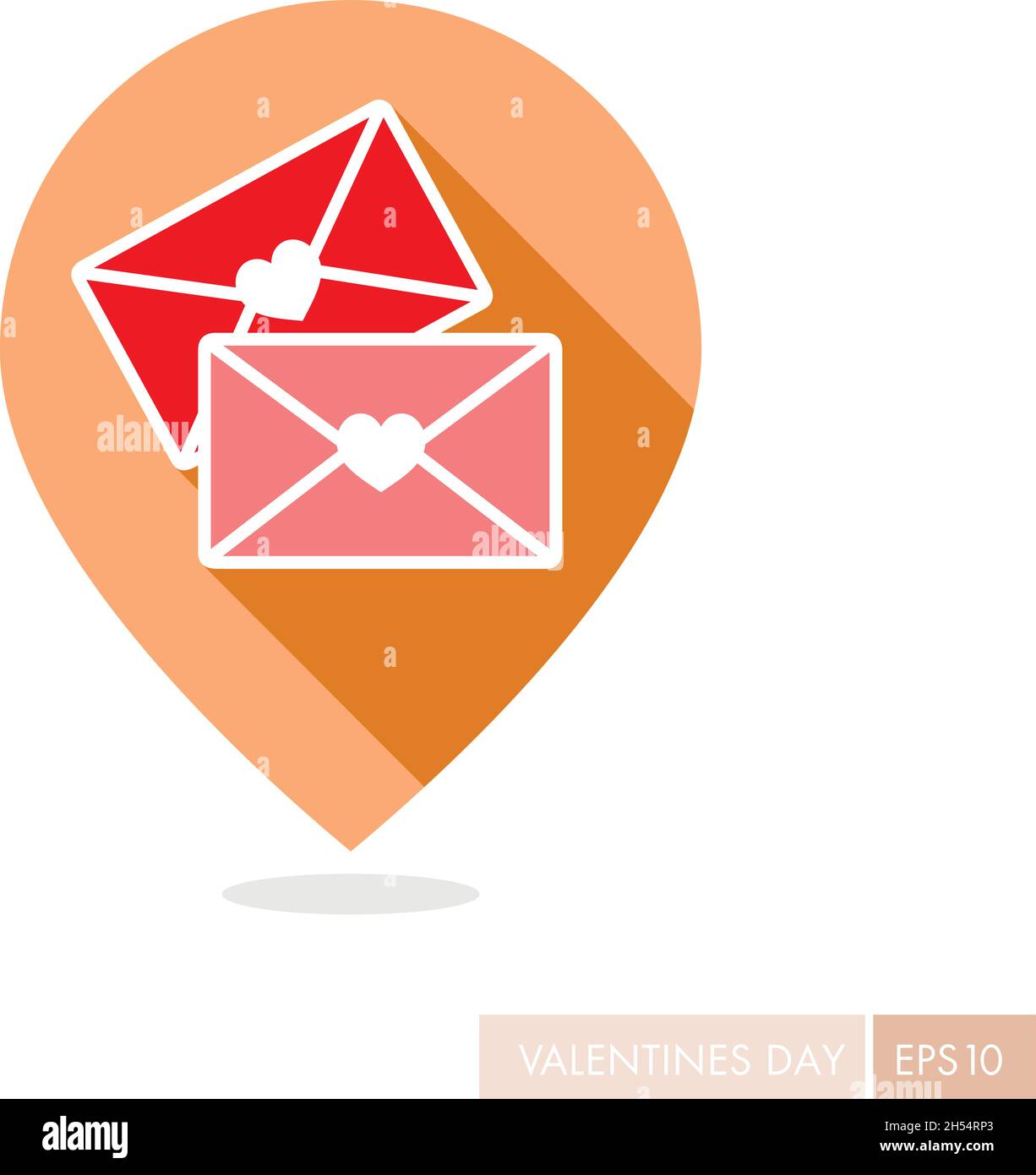 Two envelope pin map icon. Love Letter. Valentines day symbol. Map ...