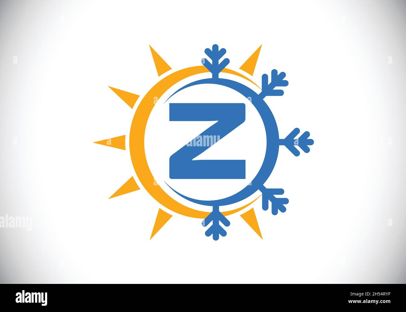 Initial Z monogram alphabet with abstract sun and snow. Air conditioner ...