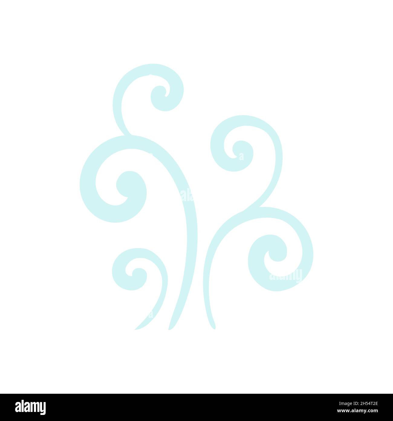 Abstract smoke element. Hand drawn, sketch style, blue color. Outline ...