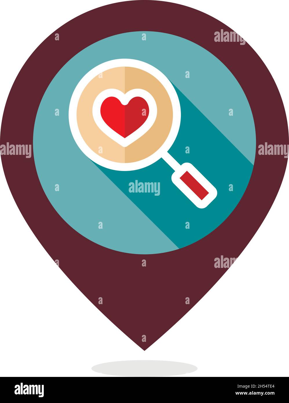 Heart search pin map icon. Valentines day symbol. Map pointer. Vector ...