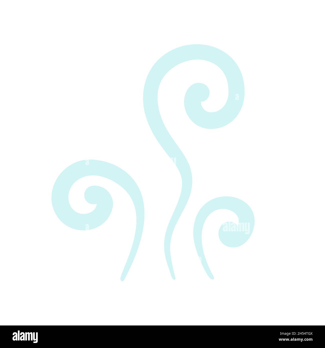 Abstract smoke element. Hand drawn, sketch style, blue color. Outline ...