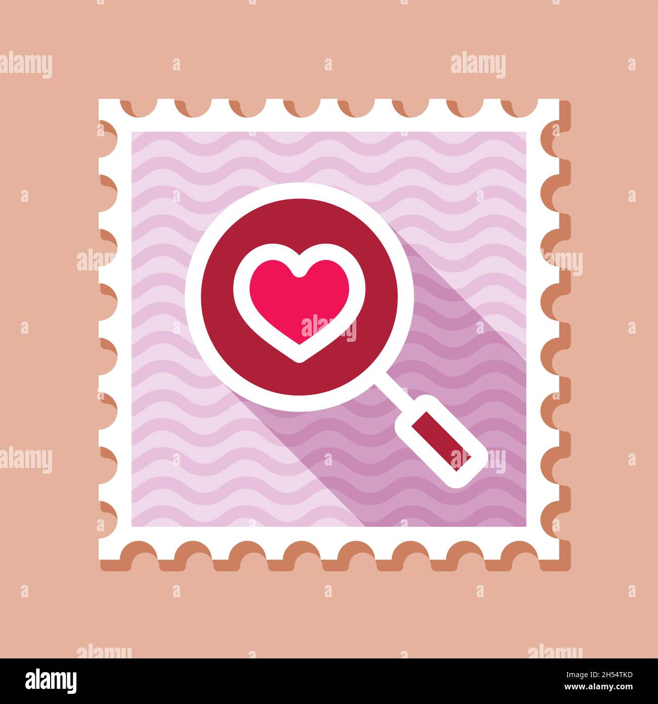 Heart search stamp. Valentines day symbol. Vector illustration, romance ...