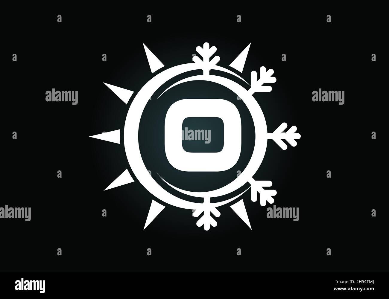 Initial O monogram alphabet with abstract sun and snow. Air conditioner ...