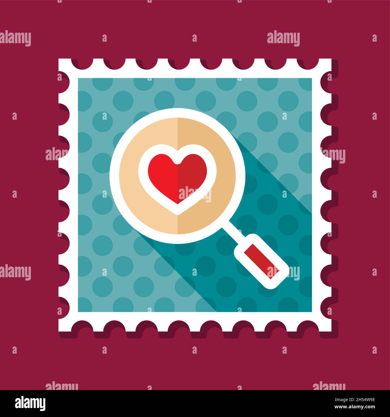 Heart search stamp. Valentines day symbol. Vector illustration, romance ...