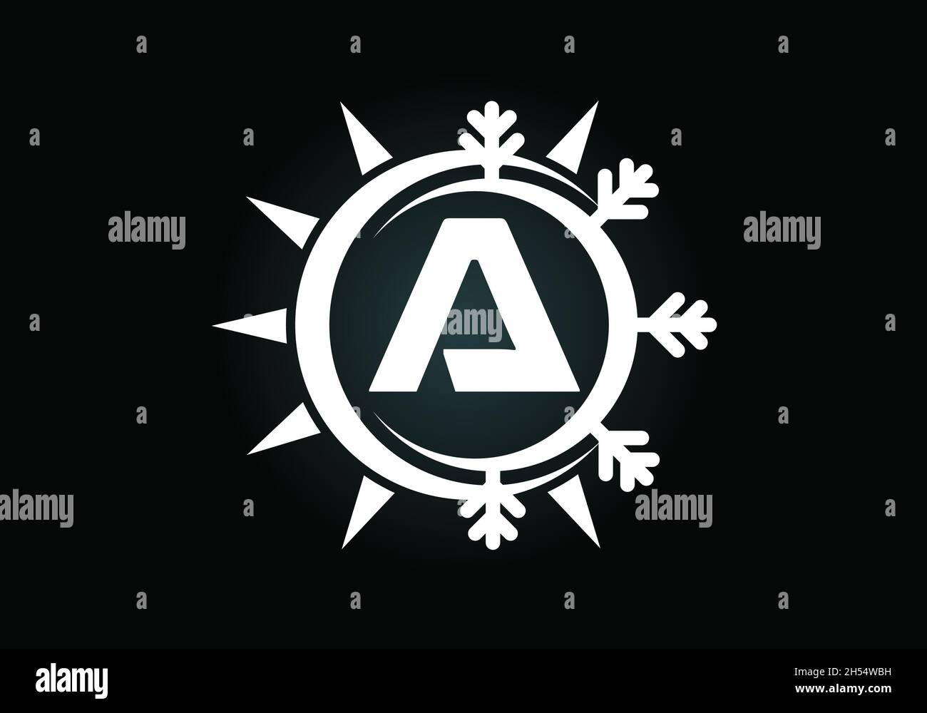 Initial A monogram alphabet with abstract sun and snow. Air conditioner ...