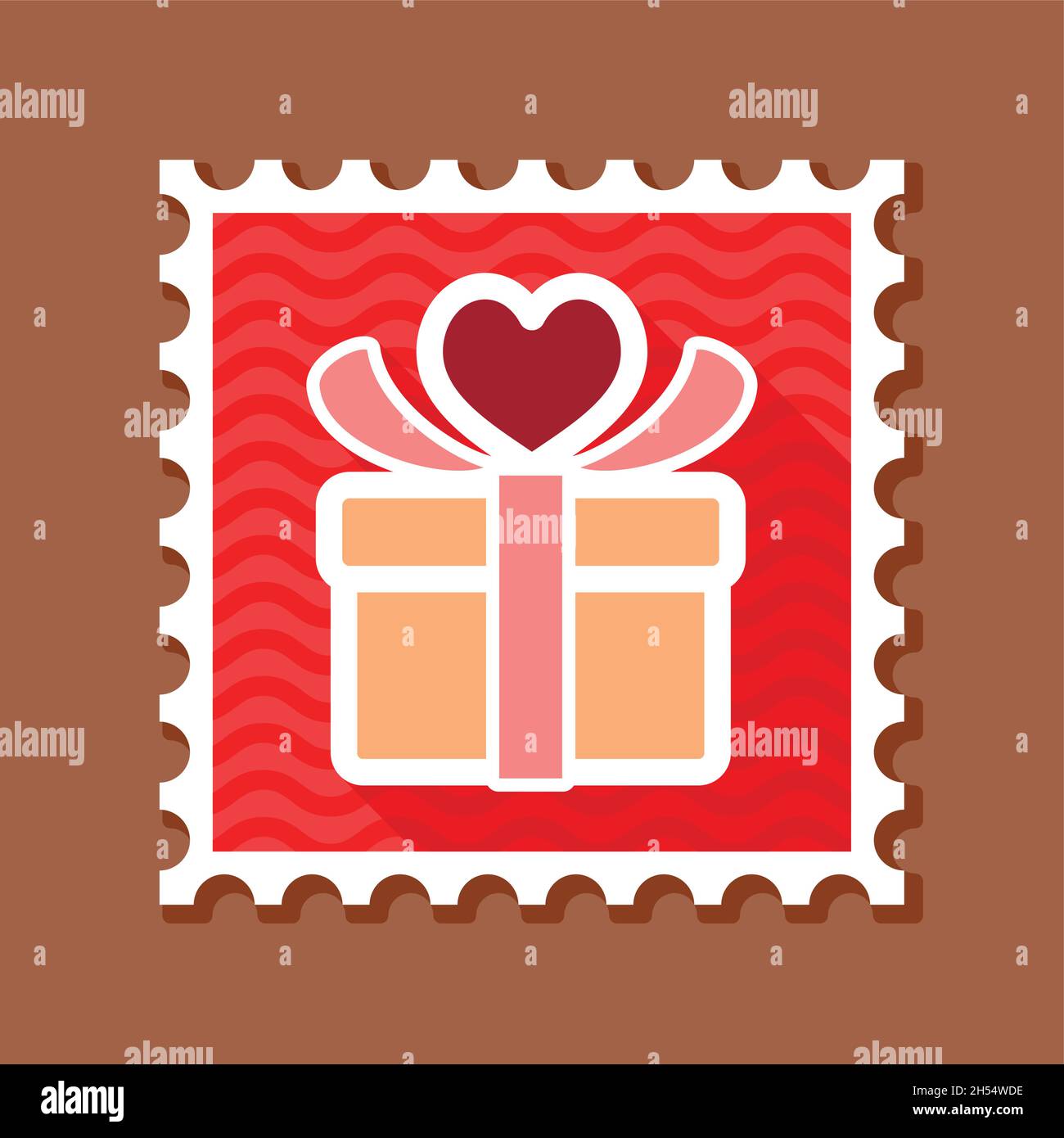 Gift box sign stamp. Present with heart love symbol. Valentines day ...