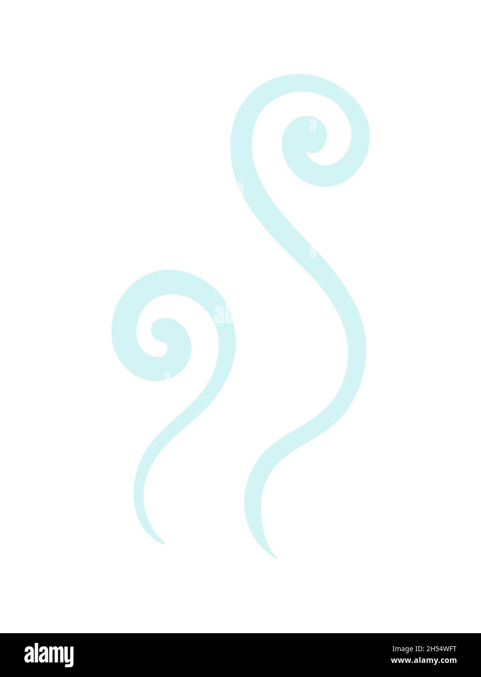 Abstract smoke element. Hand drawn, sketch style, blue color. Outline ...