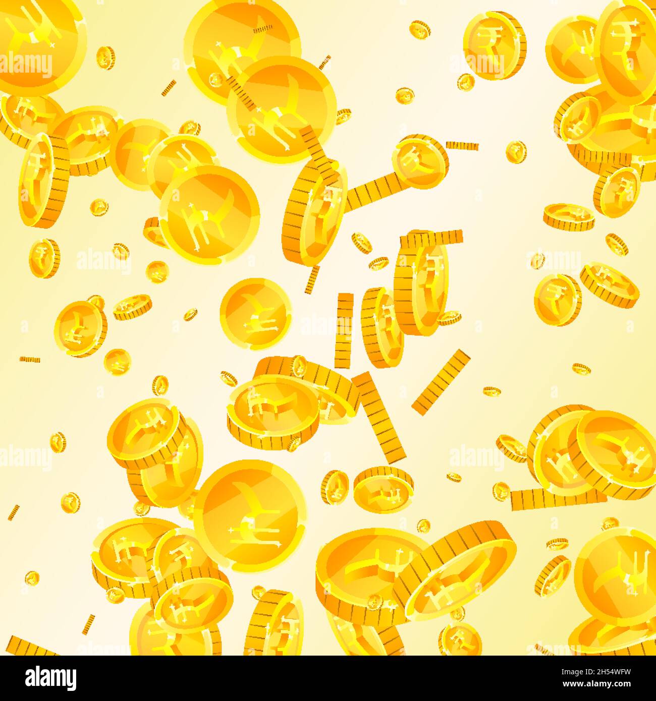 Indian rupee coins falling. Dramatic scattered INR coins. India money ...