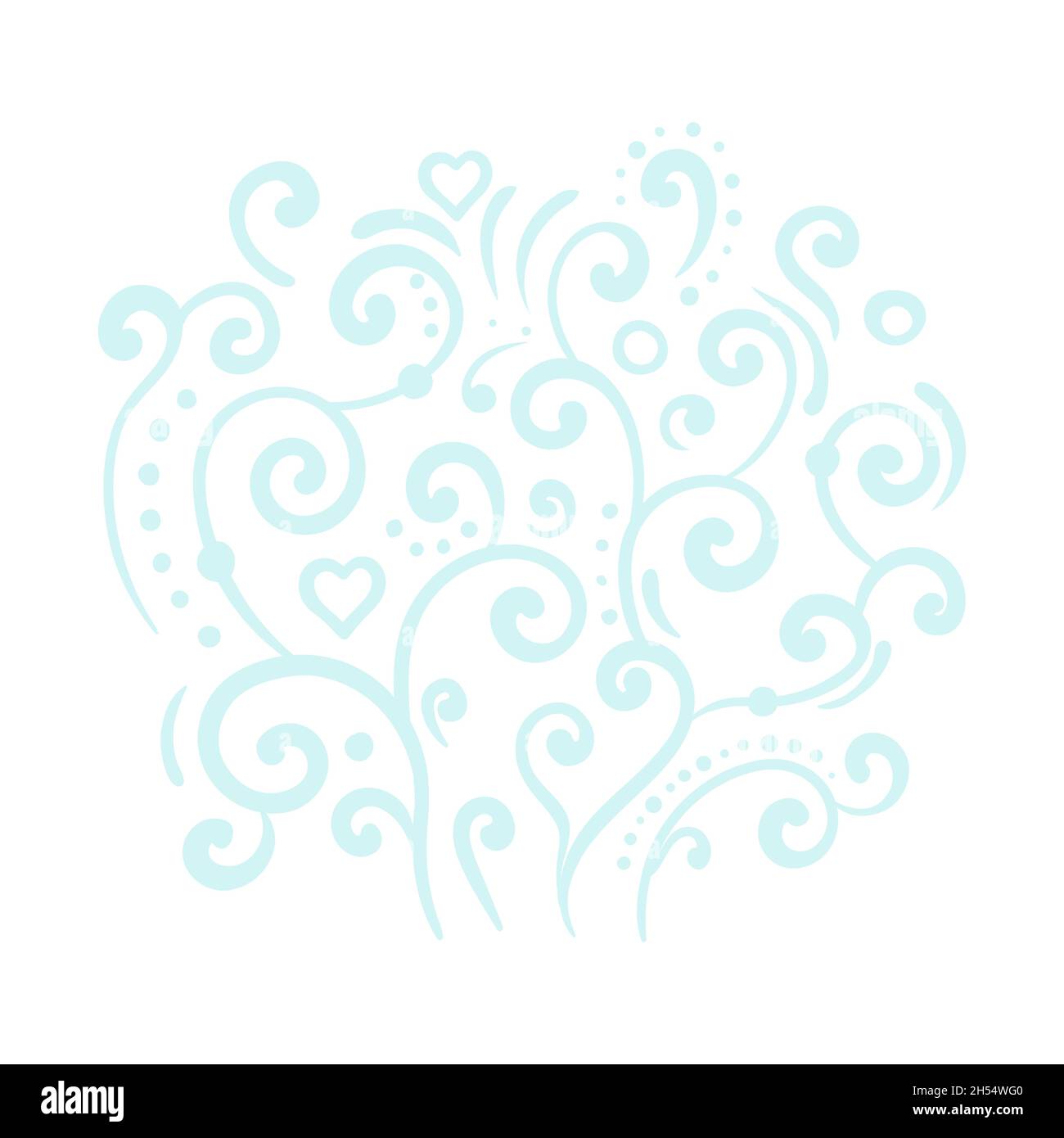 Abstract smoke element. Hand drawn, sketch style, blue color. Outline ...