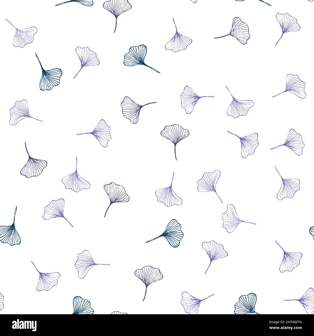 Ginkgo biloba hand drawn seamless pattern. Textile and wrapping paper ...