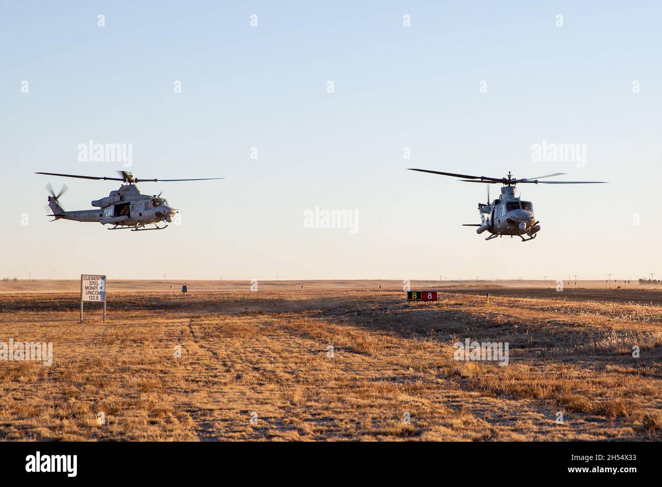 Two UH-1Y Venom helicopters assigned to Marine Light Attack Helicopter ...
