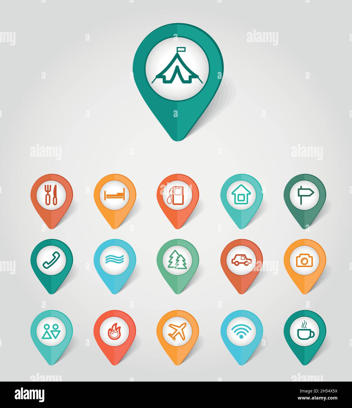 The modern mapping pins icons travel set eps 10 Stock Vector Image ...