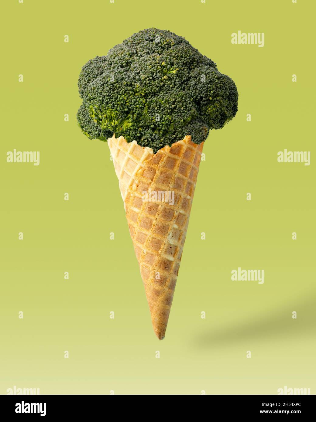 Ice cream cone with fresh green broccoli Stock Photo - Alamy