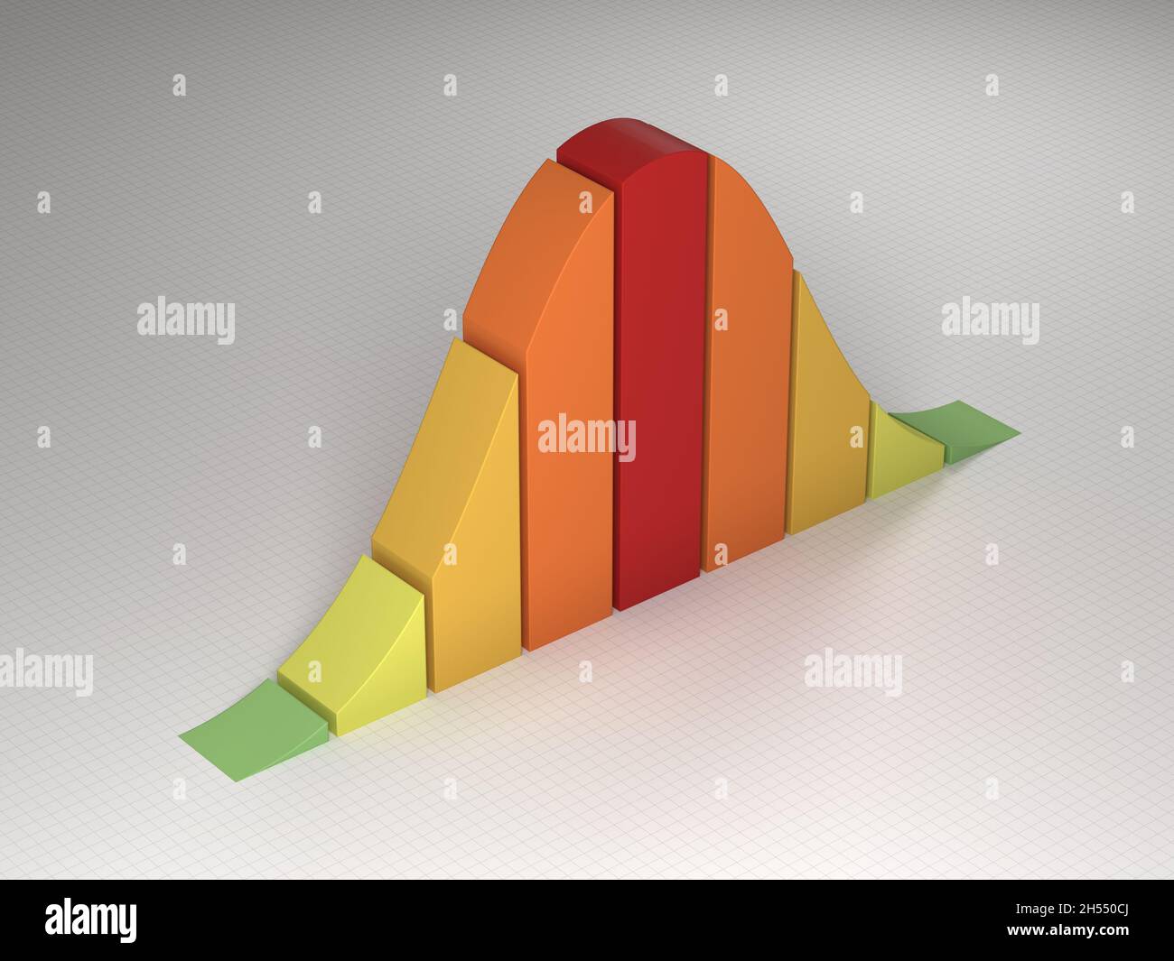 3d rendering of a gaussian curve with gradient colors from green to red ...