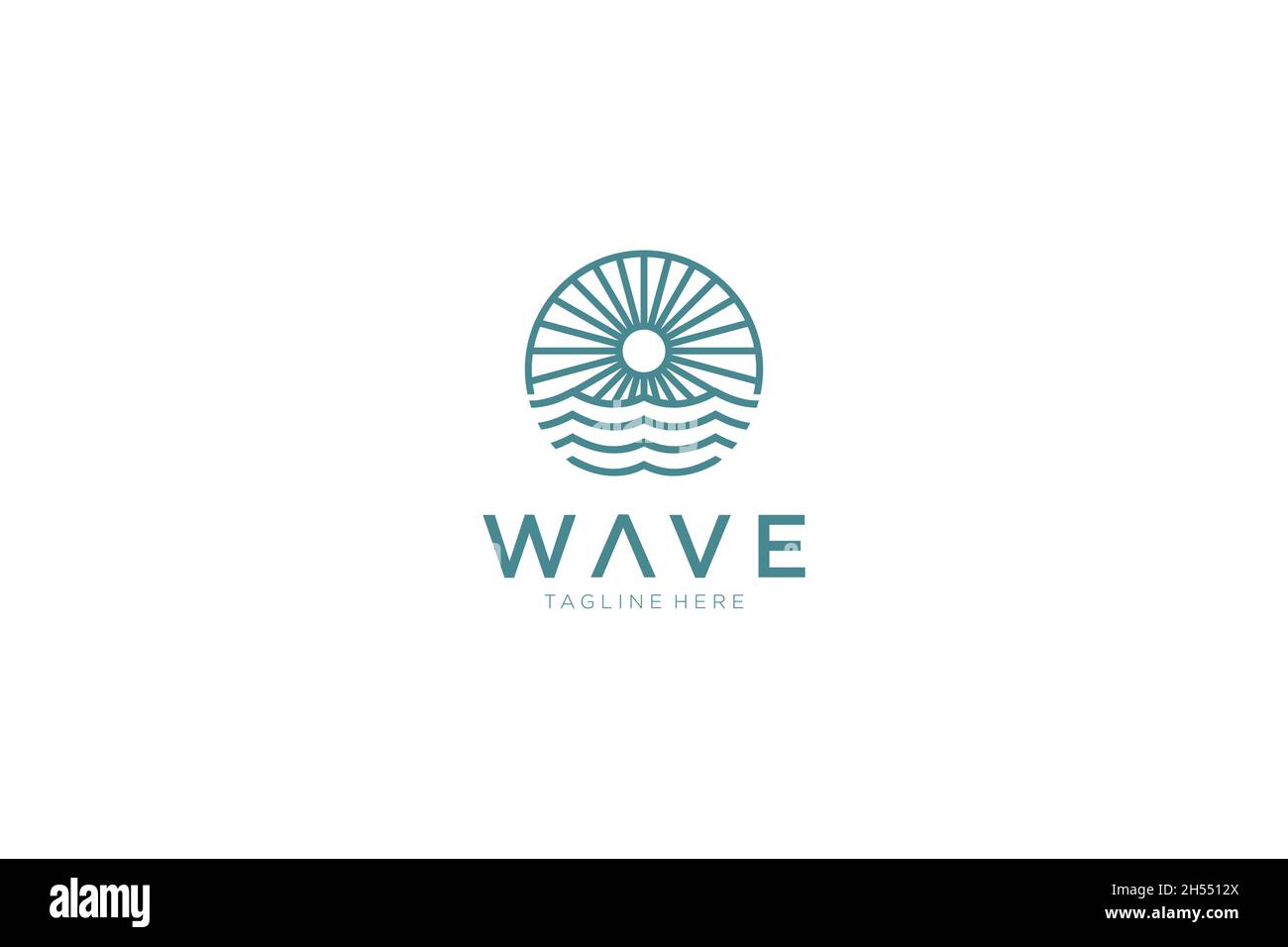 Abstract Vintage Circular Sun and Sea Wave Logo. Flat Vector Logo ...