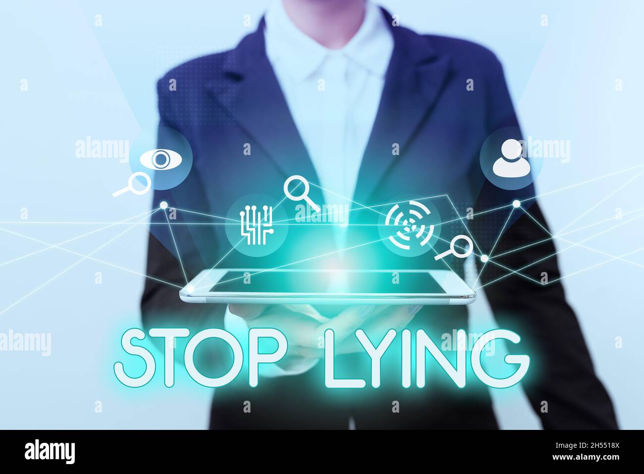 Hand writing sign Stop Lying. Internet Concept put an end on chronic ...