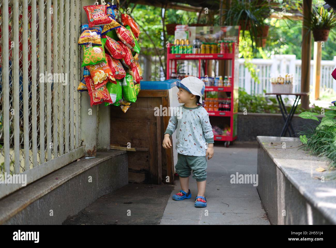 The boy who loves snack Stock Photo - Alamy