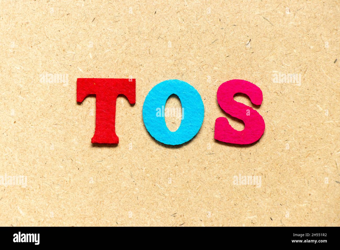 Color cloth alphabet letter in word TOS (abbreviation of Terms of ...