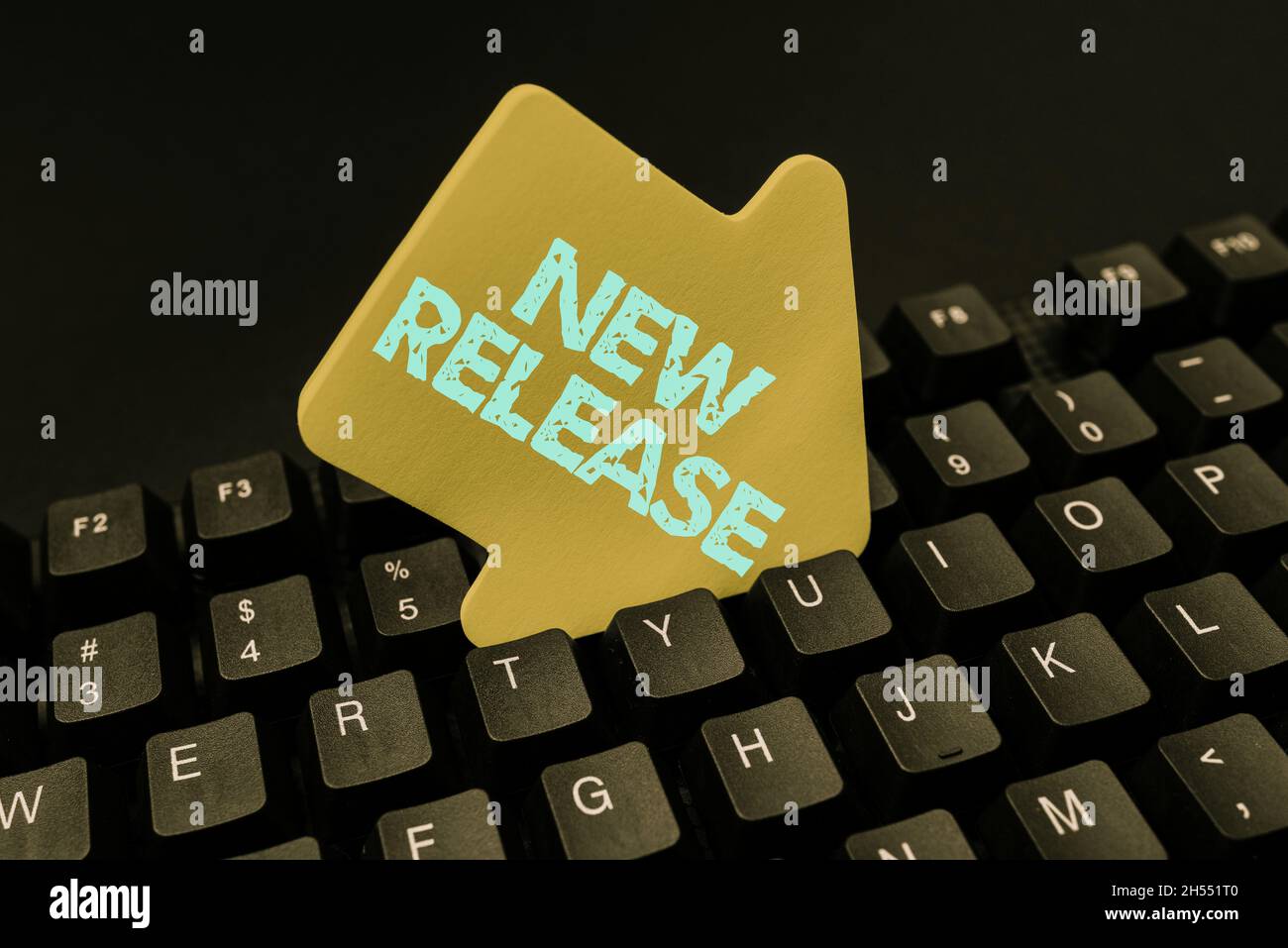 Sign displaying New Release. Word Written on announcing something ...