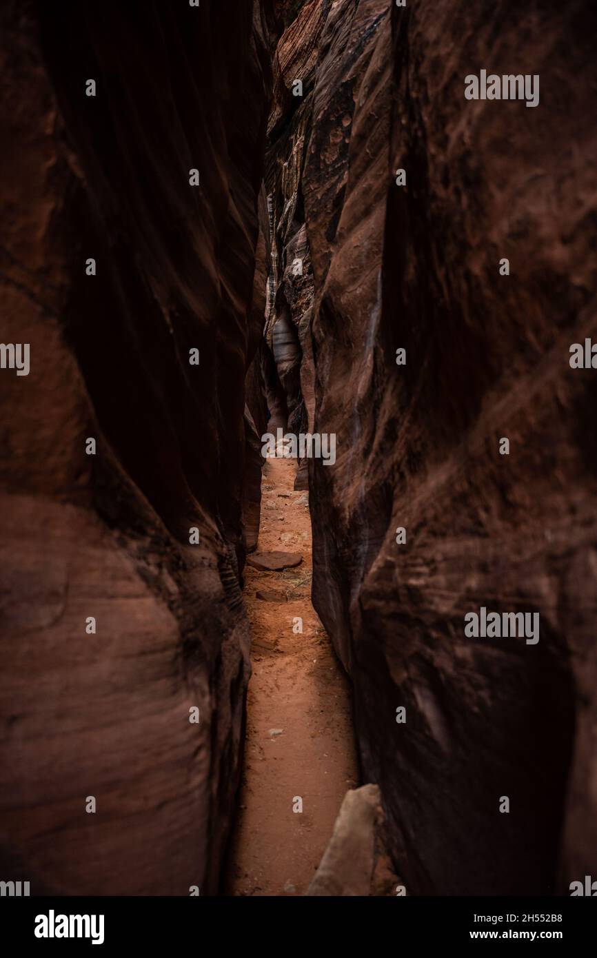 Narrow Section of Wire Pass heading toward Buckskin Gulch Stock Photo ...