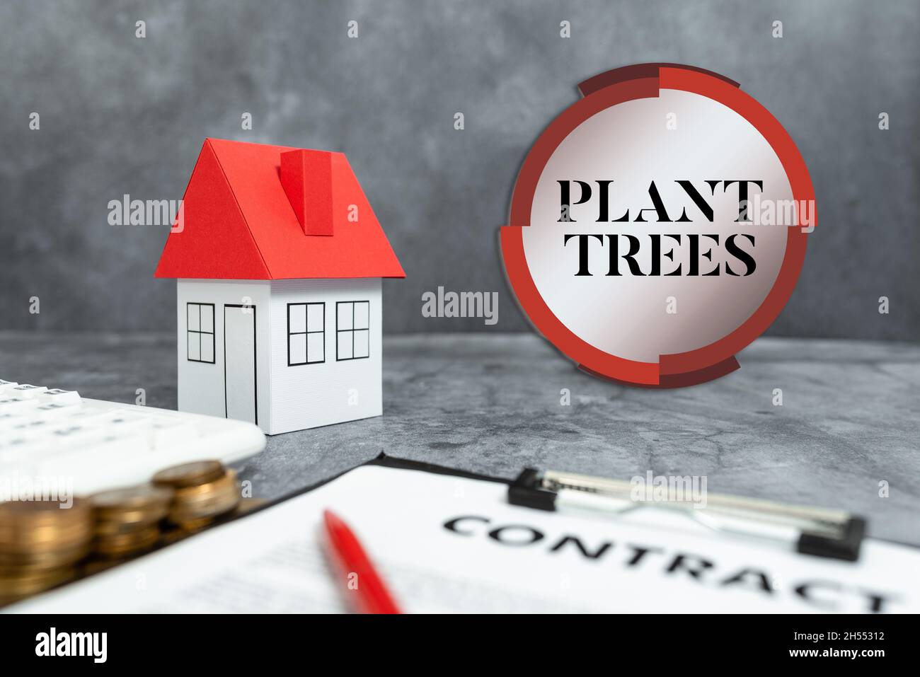 Hand writing sign Plant Trees. Business idea process of planting a tree ...