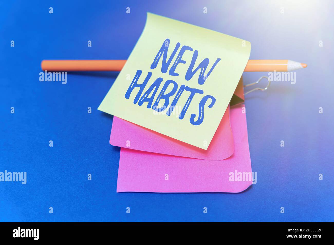 Hand writing sign New Habits. Conceptual photo change the routine of ...