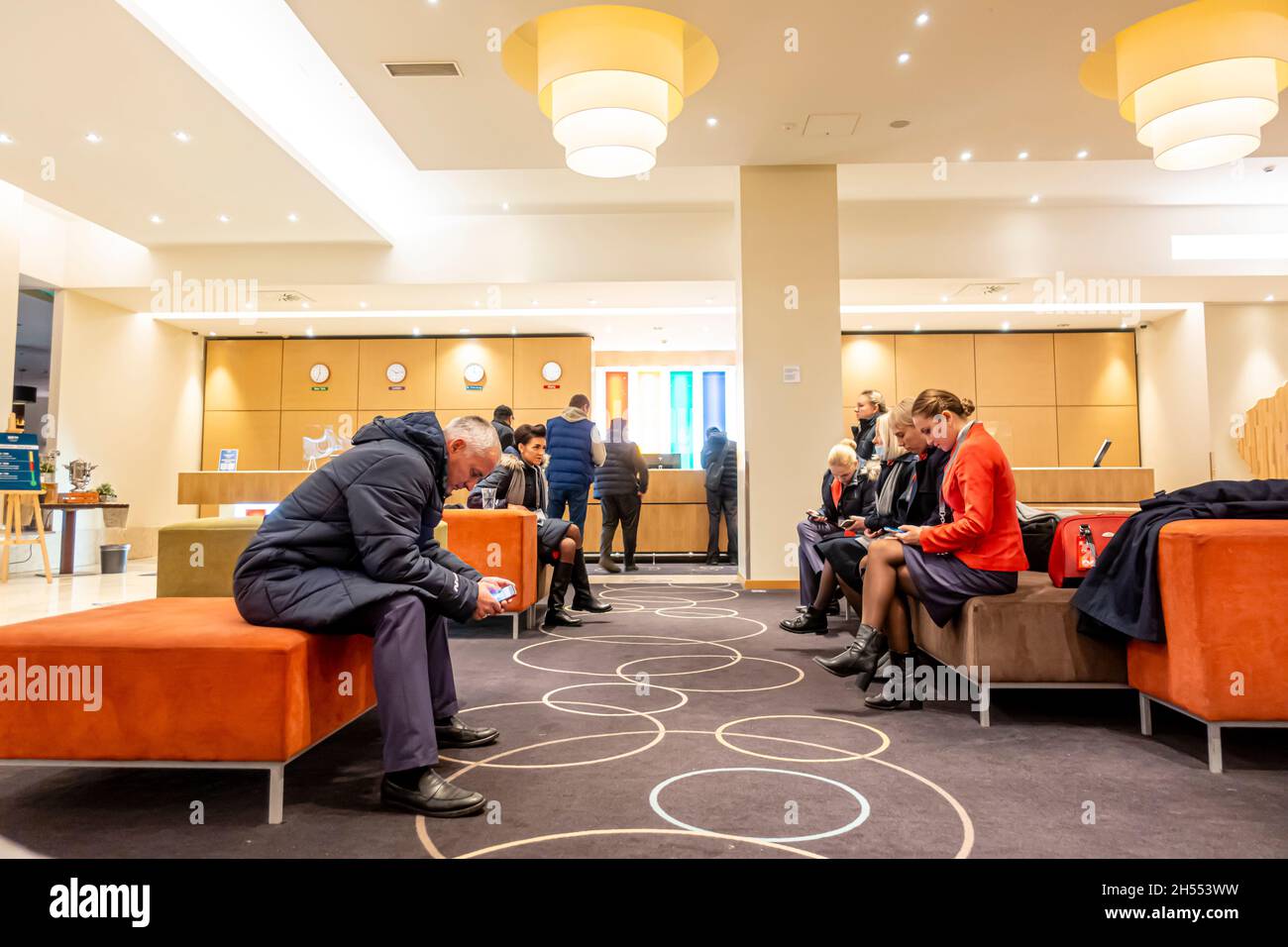 Hotel Lobby With People