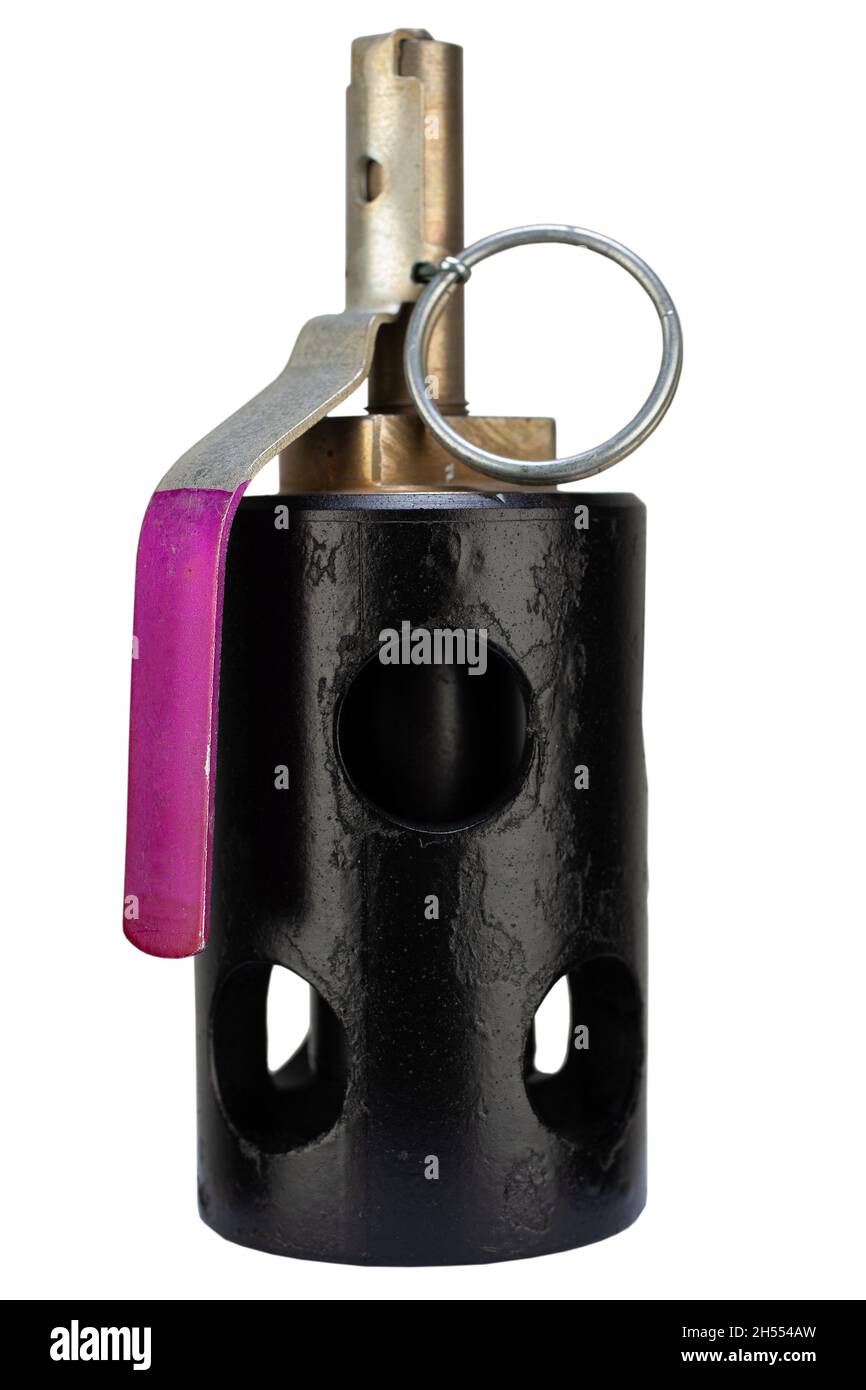flashbang (stun) non-lethal grenade for riot police isolated on white ...