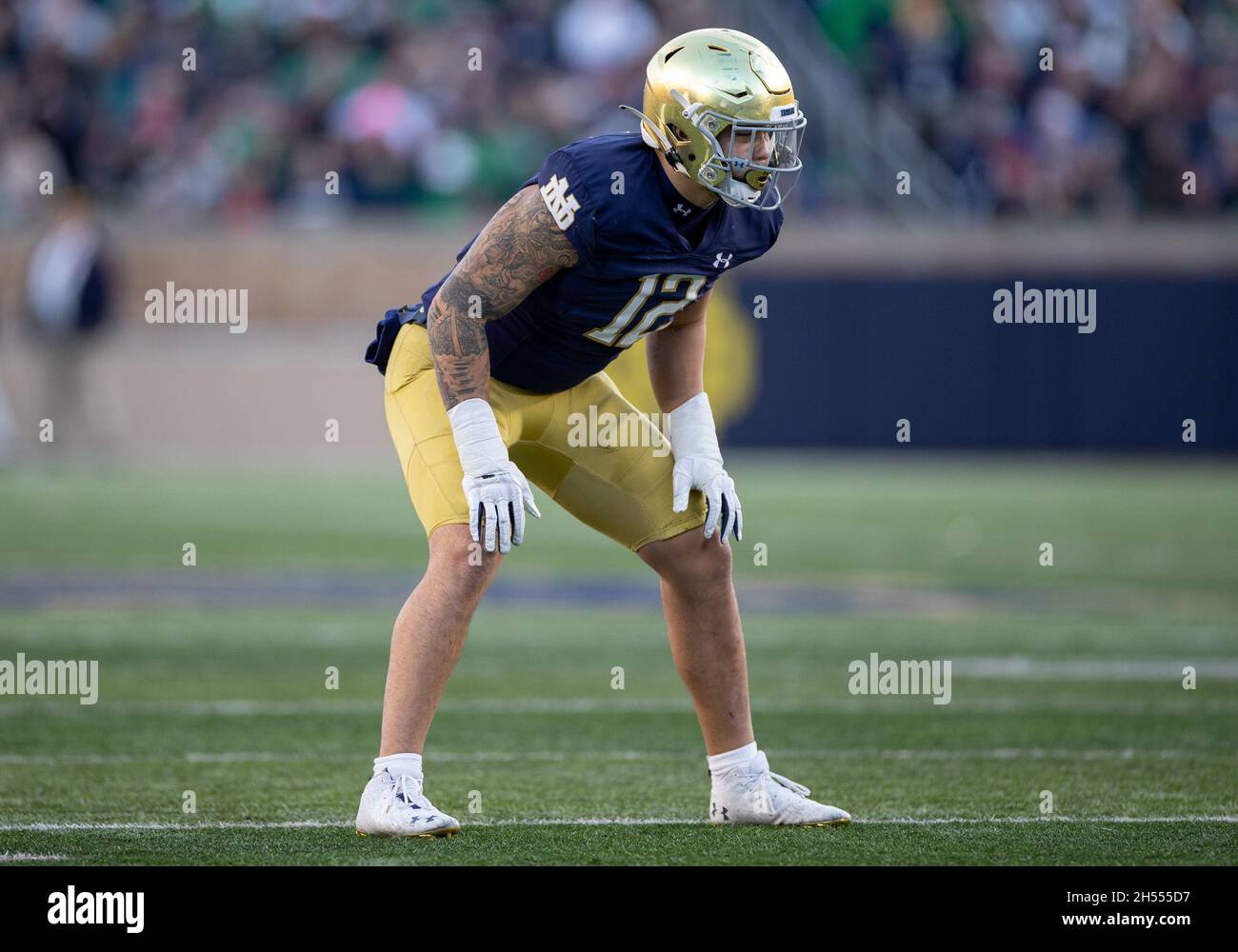 South Bend, Indiana, USA. 06th Nov, 2021. Notre Dame defensive lineman ...