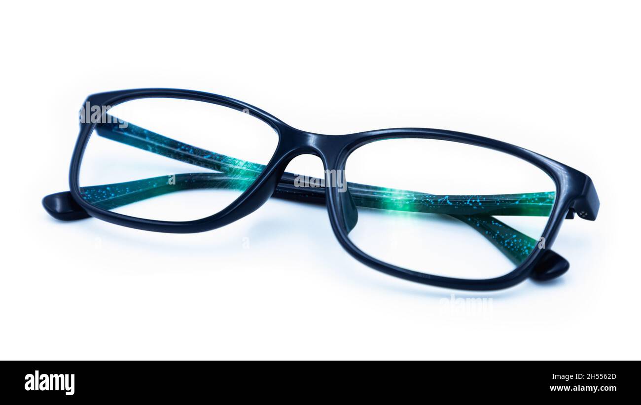 Classic eyeglasses close-up isolated on white background Stock Photo ...
