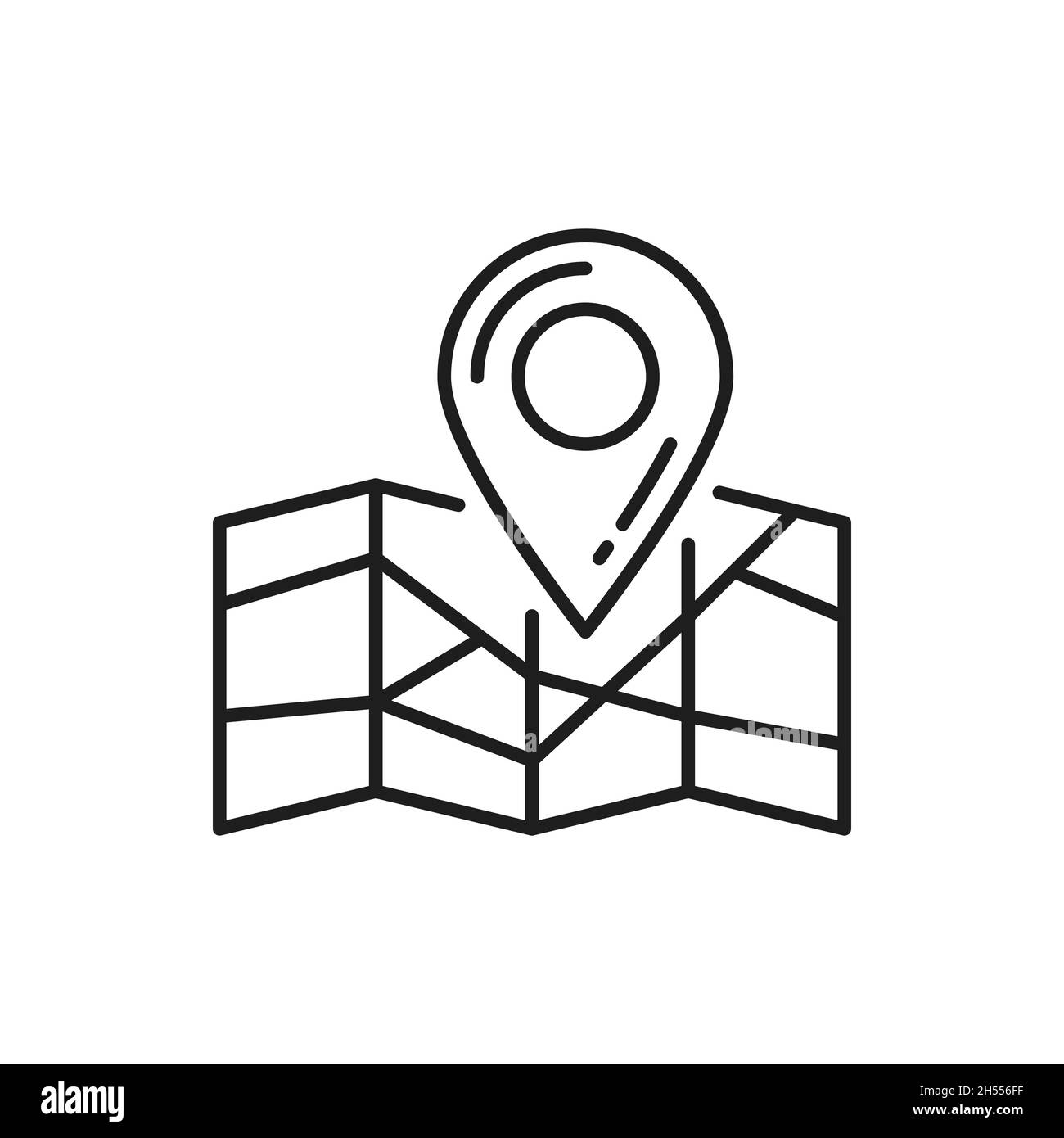 Gps delivery and parcel tracking, pinpoint line art icon isolated ...