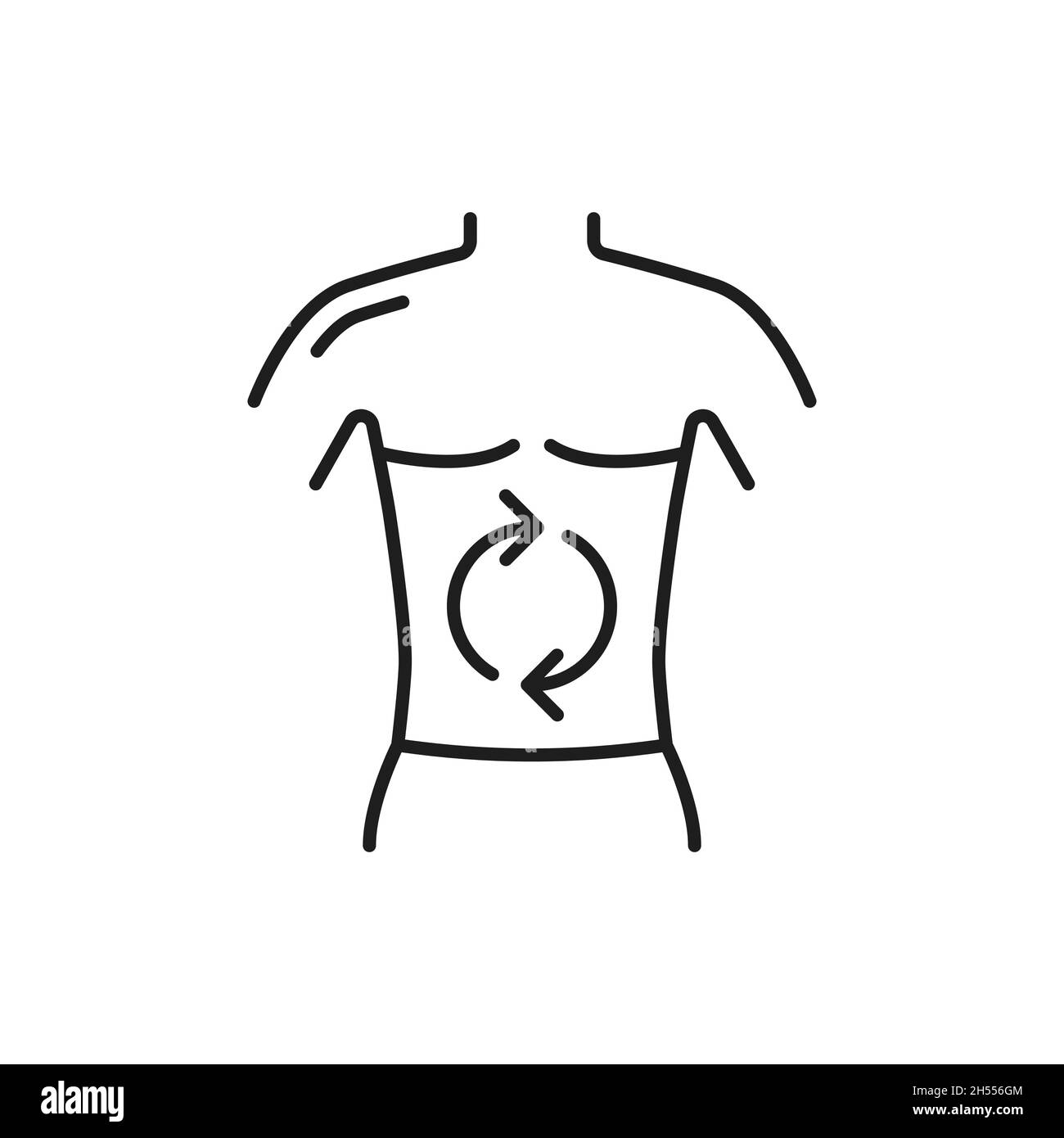 Man body with good digestion in human stomach isolated outline icon ...