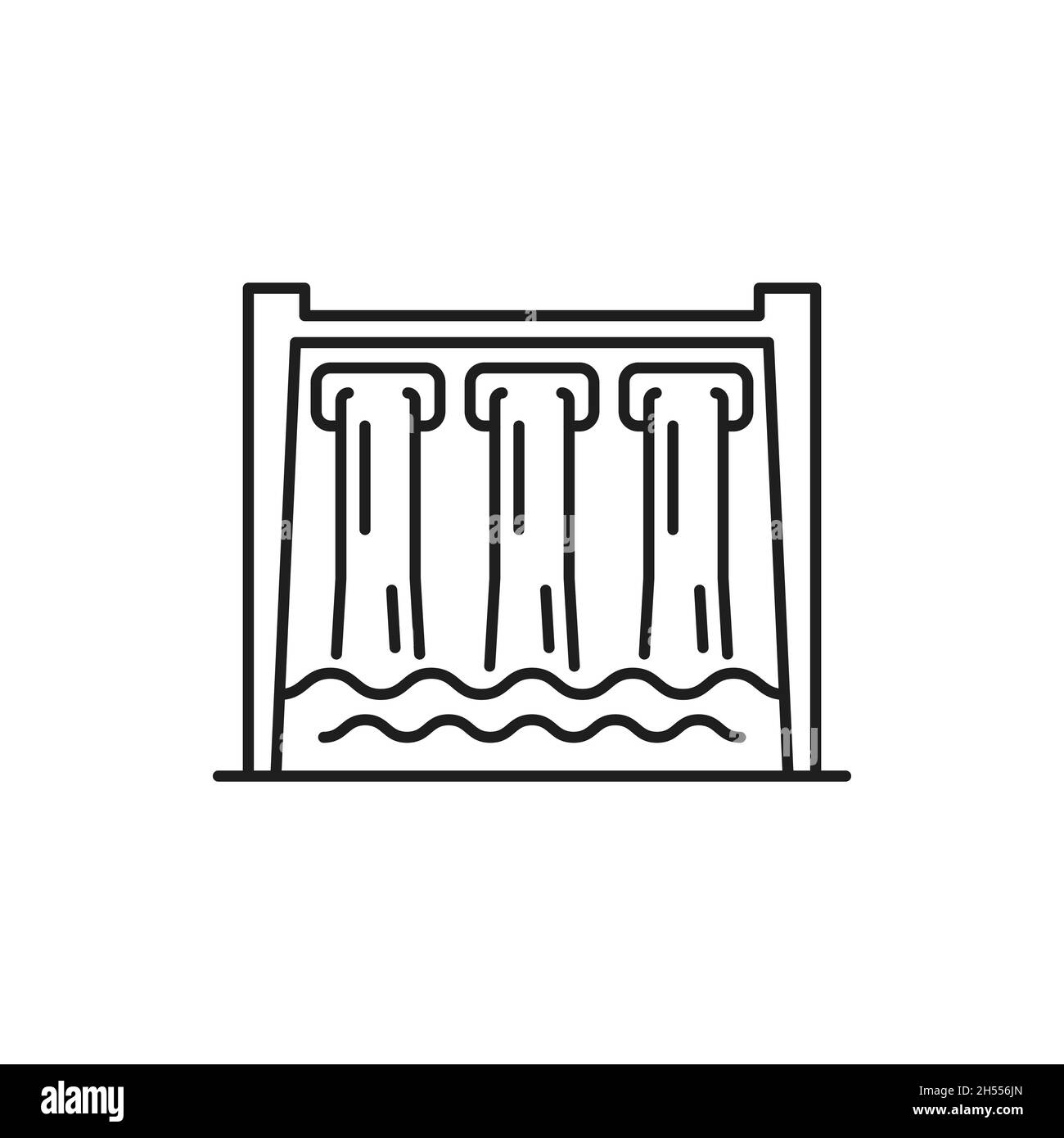 Water dam barrier energy serving technology isolated thin line icon ...