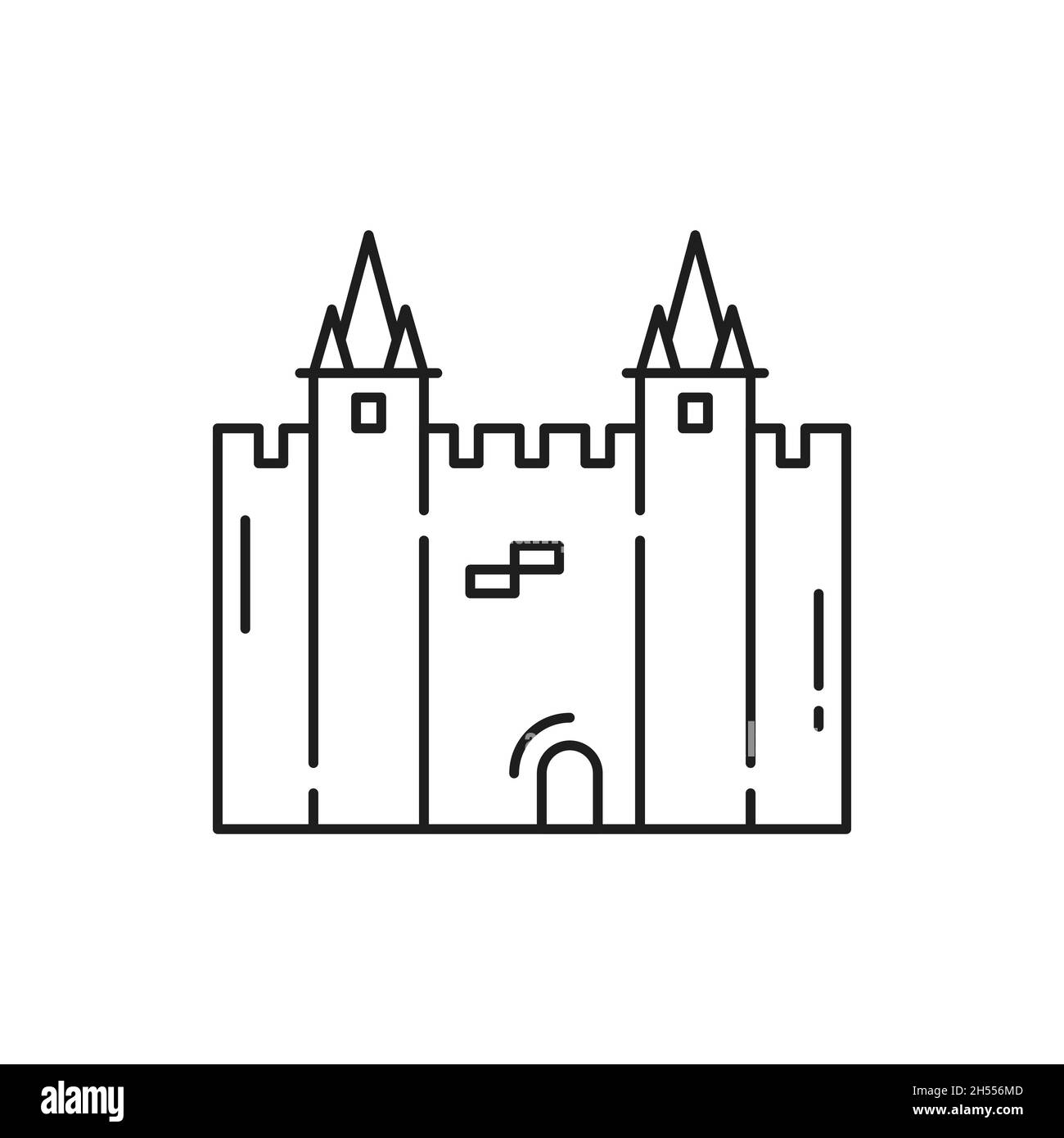 Portugal lisbon castle isolated thin line icon. Vector traditional ...
