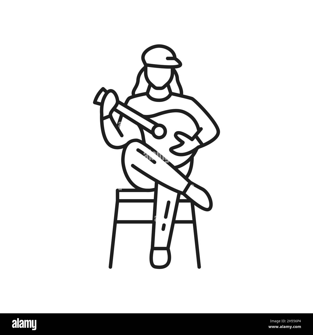 Classical Fado Portuguese music player isolated guitarist thin line ...